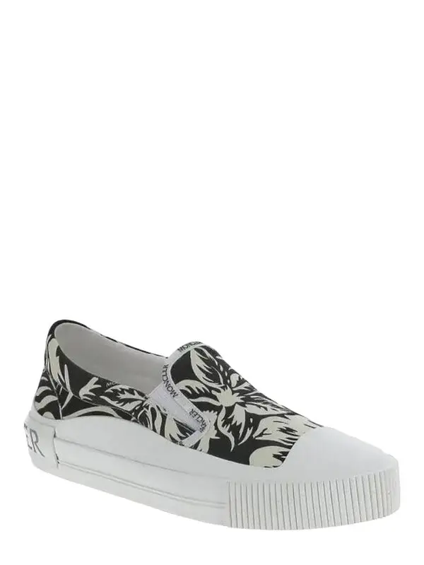 Moncler Logo Slip-on Sneakers With Floral Print - Gray
