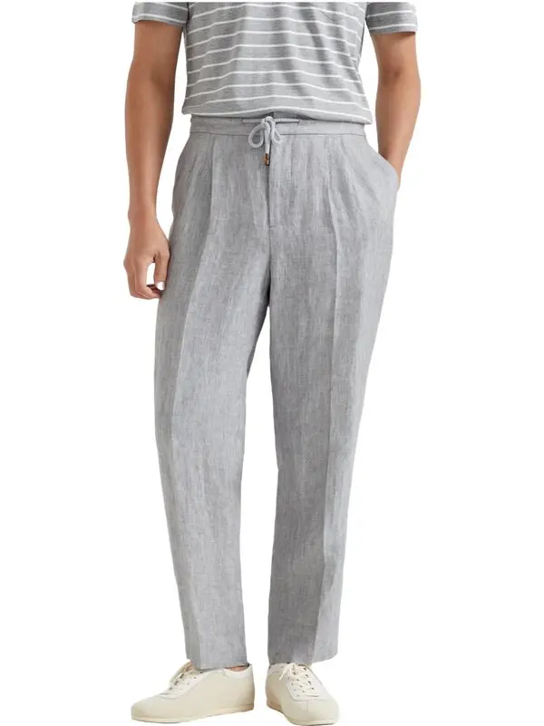 Brunello Cucinelli Leisure Fit Trousers With Drawstring Waist - Grey