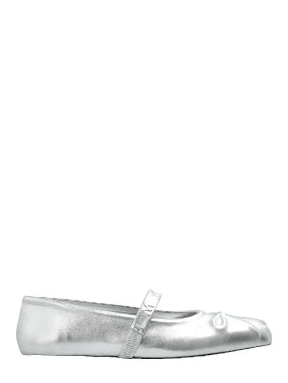 Marni Embossed Logo Ballet Flats - Silver