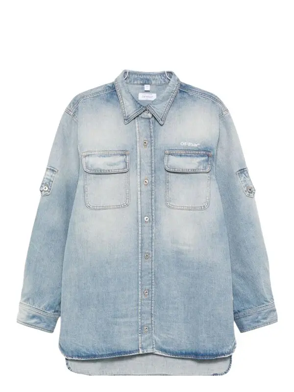 Off-White Arrow Denim Oversized Shirt - Gray