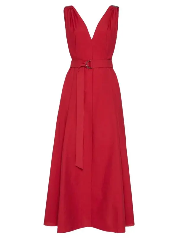 Brunello Cucinelli Belted Midi Dress - Red