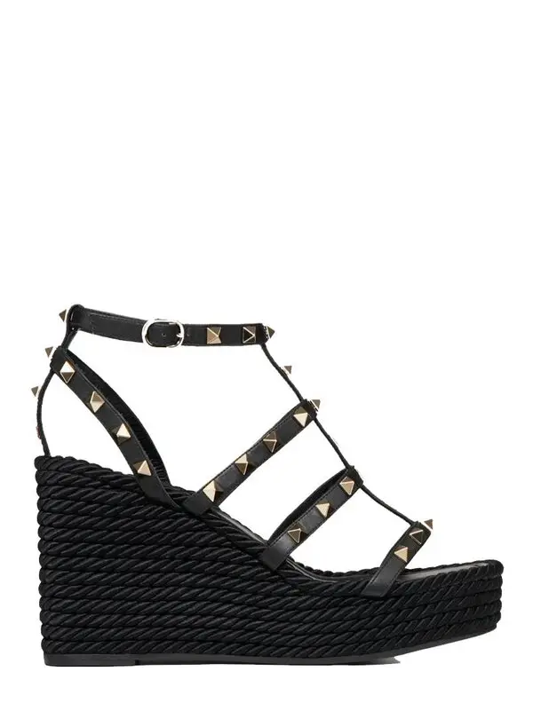 Valentino Garavani Rockstud Wedge Sandals - Black