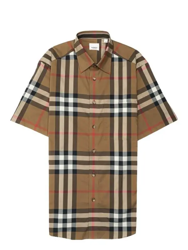 Burberry Regular Fit Check Stretch Cotton Poplin Shirt - Multicolor