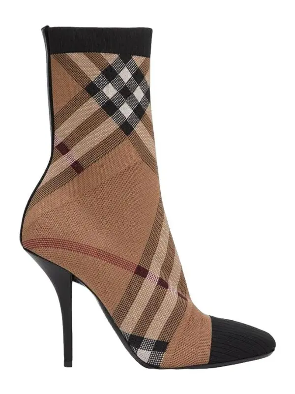 Burberry Knitted Check Sock Boots - Brown