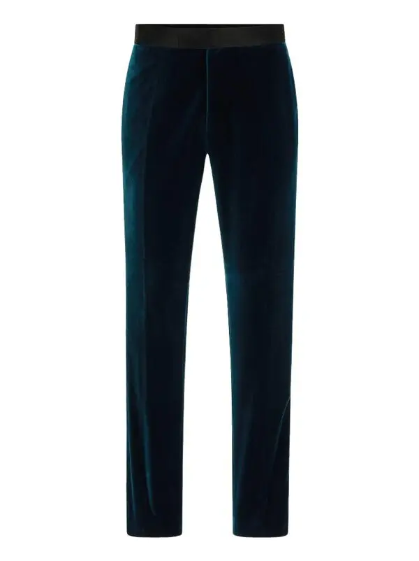 Hugo Boss Velvet Tailored Pants With Logo Detail - Black