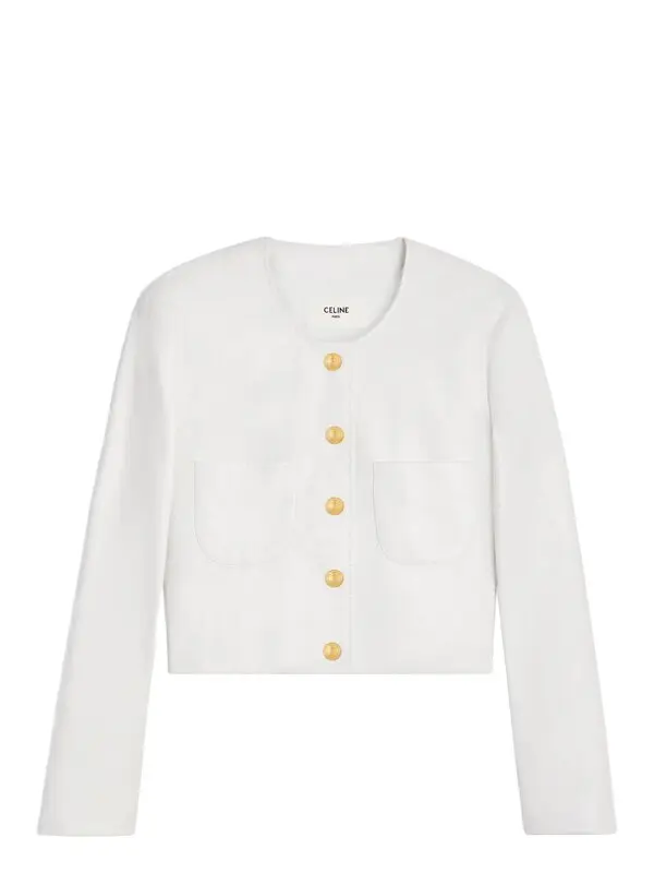 Celine Pure Collar Soft Lambskin Jacket - Light White