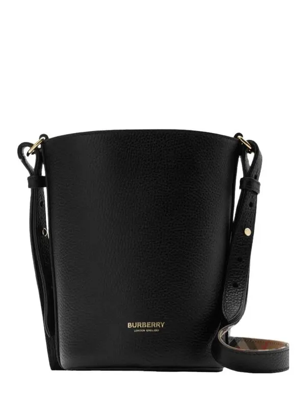 Burberry Small Bucket Bag With Top Handle And Removable Shoulder Straps - Black