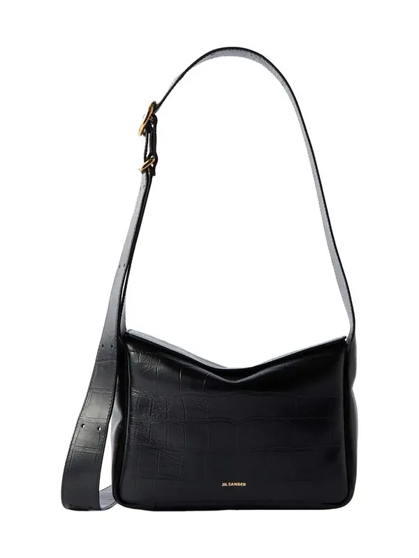 JIL SANDER Embossed Messenger Bag - Black