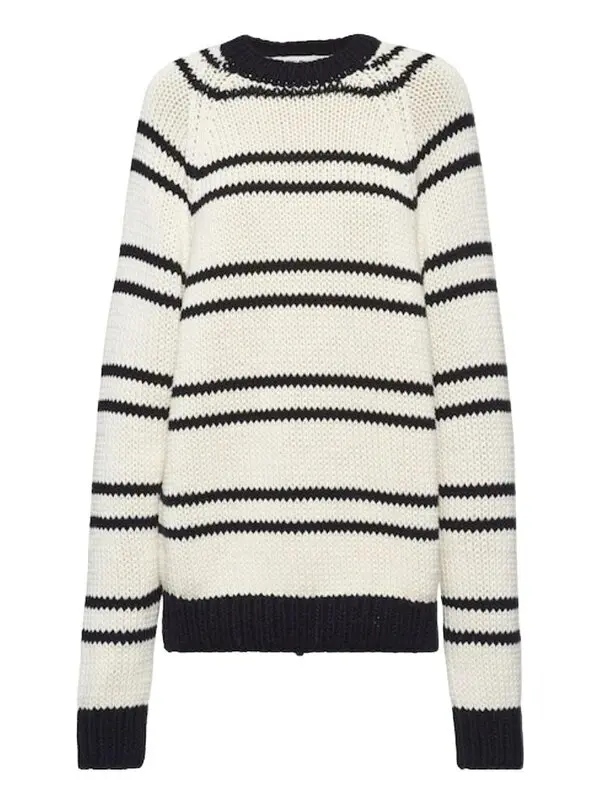 Miu Miu Striped Cotton And Cashmere Sweater - Blue