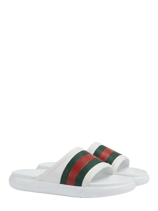 Gucci Web Slide Sandals - White