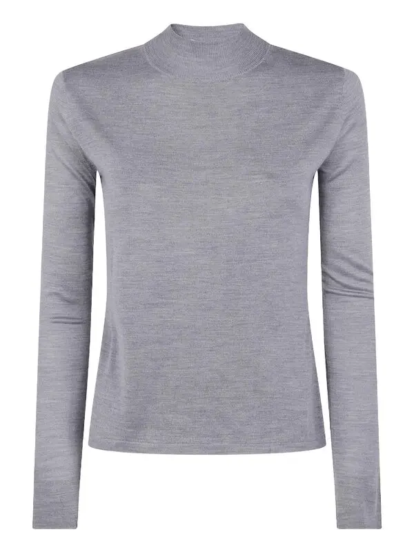 Max Mara Mock Neck Knitted Jumper - Gray