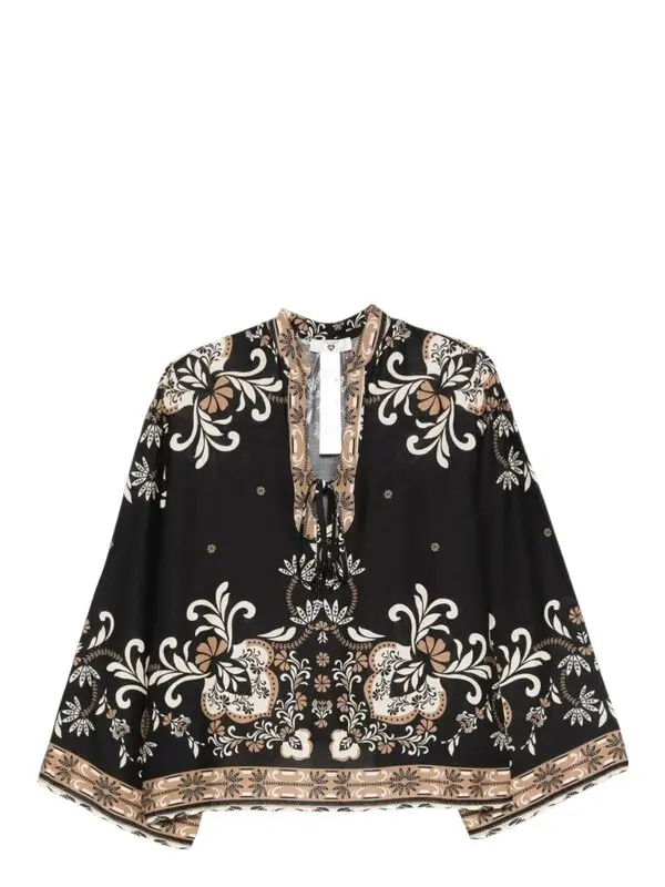 TWINSET Floral Print Tie-fastening Blouse - Black