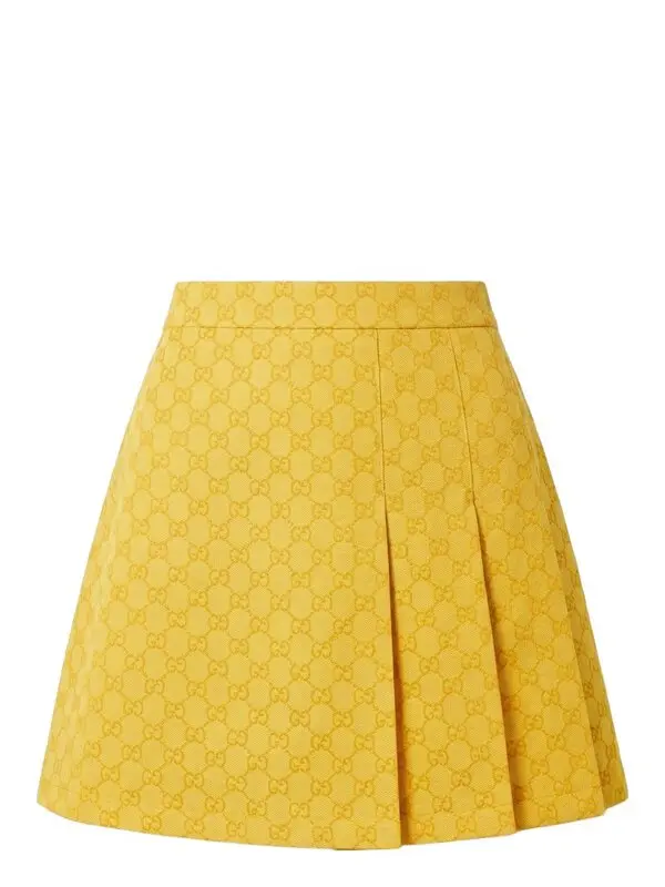 Gucci Supreme Gg-print Pleated Skorts - Yellow