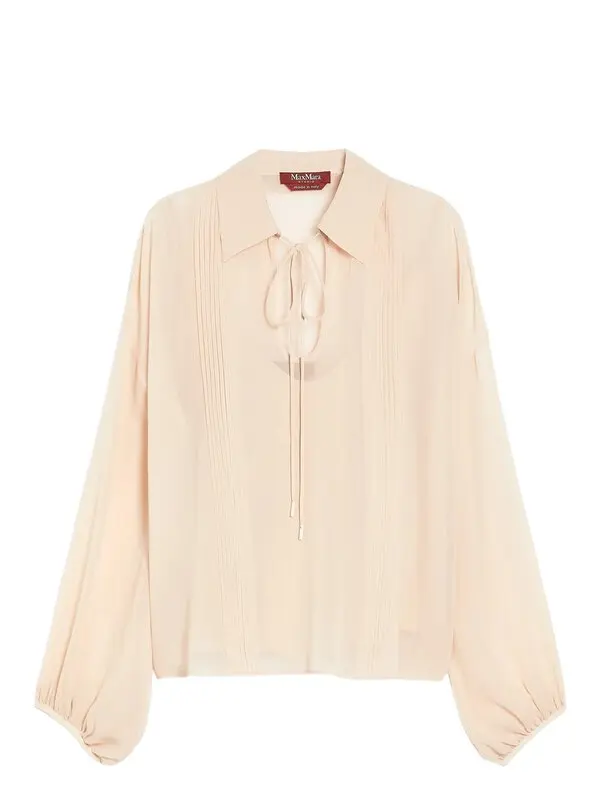 Max Mara Oversized Washed Silk Blouse - Beige/pink