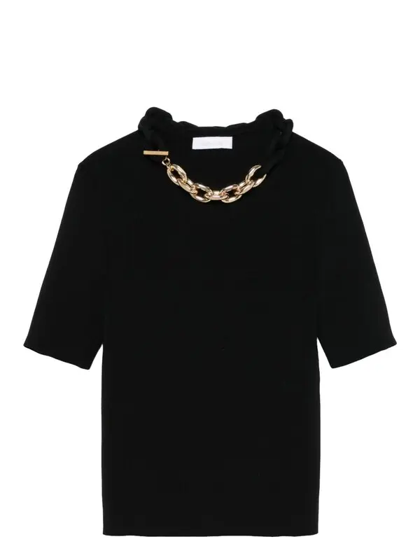 Rabanne Chain-detailed Crewneck Top - Black