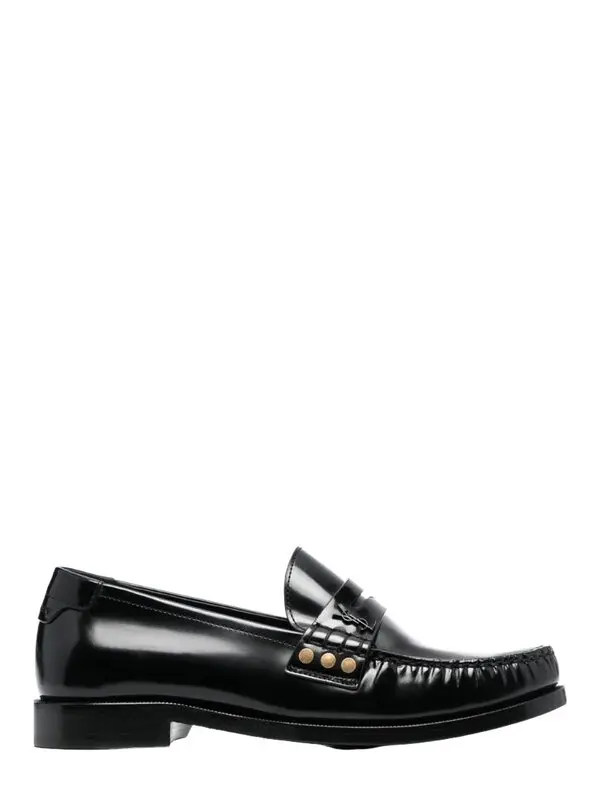 Saint Laurent Slip-on Loafers With Golden Rivets - Black