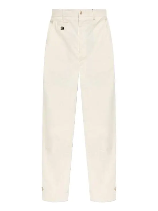 Dolce & Gabbana Logo Plaque Straight-leg Trousers - Cream