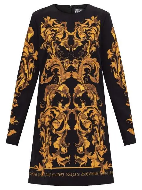 Versace Barocco Print Mini Dress - Black