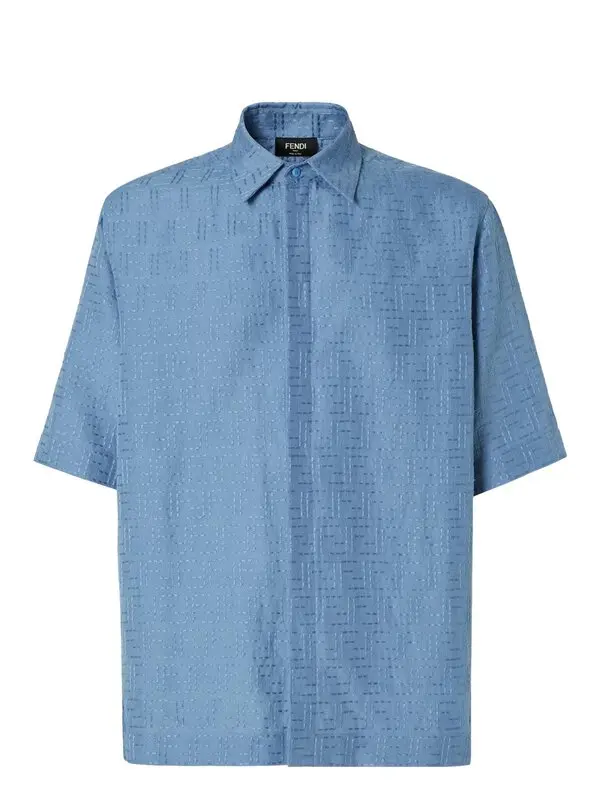 Fendi Ff Jacquard Short Sleeved Shirt - Light Blue