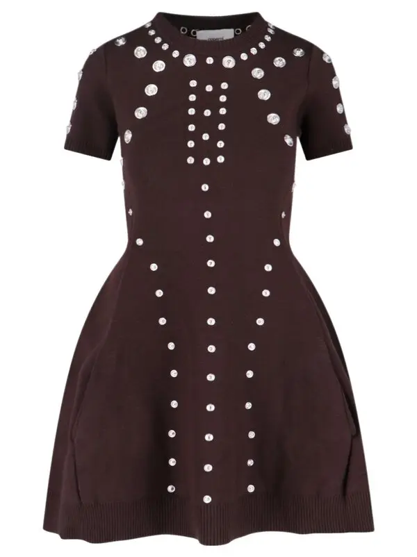 Coperni Embellished Crewneck Mini Dress - Black