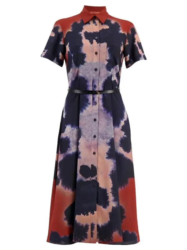 Altuzarra Short-sleeved Belted Shirt Dress With Lapel And Button Front - Black