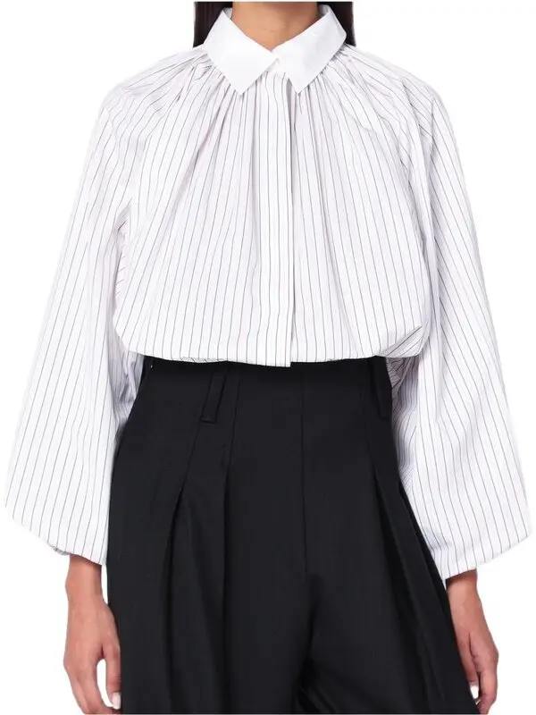 PATOU Gathered Stripe Shirt - White