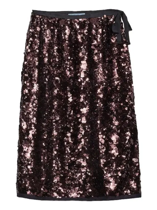 Prada Embroidered Sequin Midi Skirt - Black
