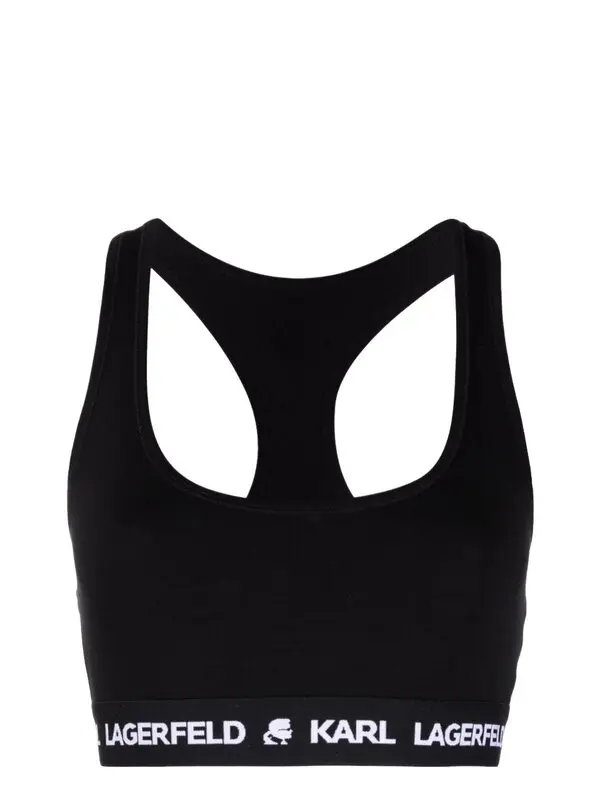 Karl Lagerfeld Logo Bra With Bottom - Black