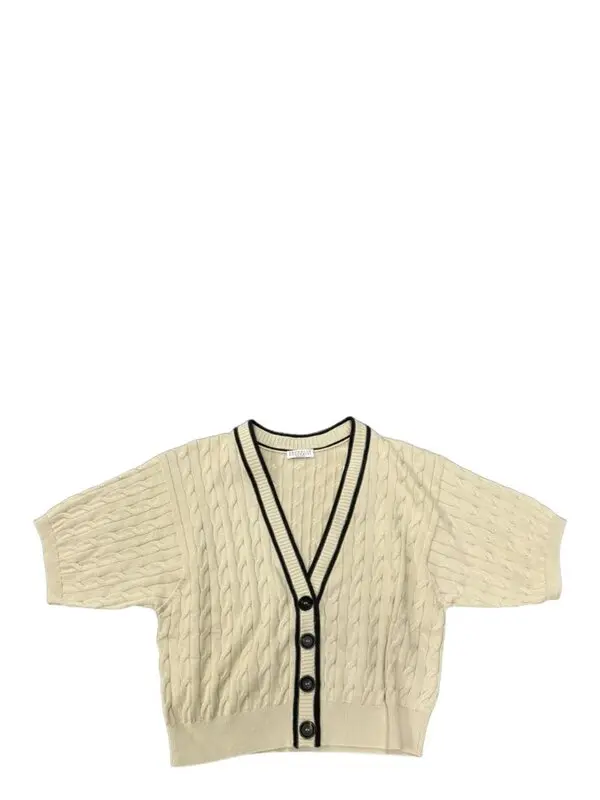 Brunello Cucinelli Short-sleeved V-neck Knitted Cardigan - Nude