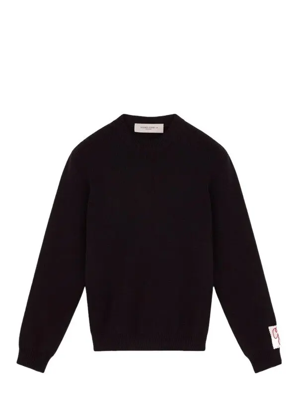 GOLDEN GOOSE Logo Patch Knitted Jumper - Black