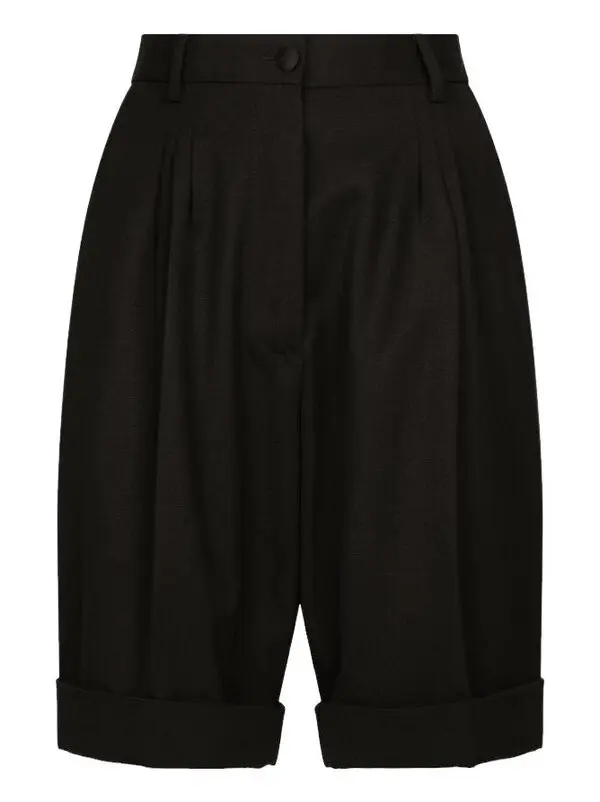 Dolce & Gabbana High Waist Gabardine Shorts - Black