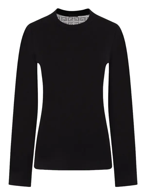 Givenchy Long-sleeve Round-neck T-shirt With Logo Lace Detail - Black