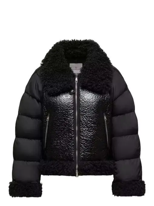 Moncler Teddy-trimmed Down Jacket - Black