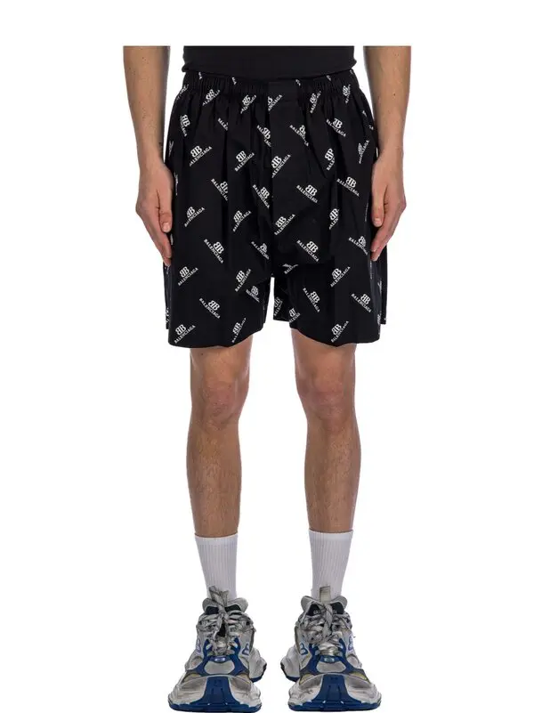Balenciaga Bb Logo Print Bermuda Shorts - Black/white