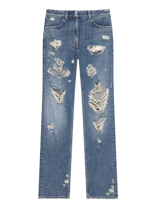 Givenchy Straight-leg Distressed Jeans - Blue