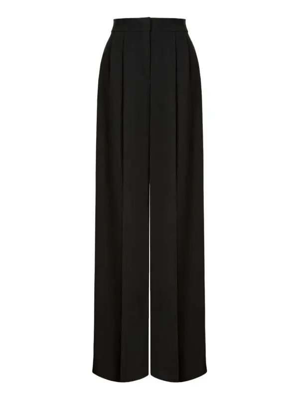 Alberta Ferretti Pleated Wide-leg Trousers - Black