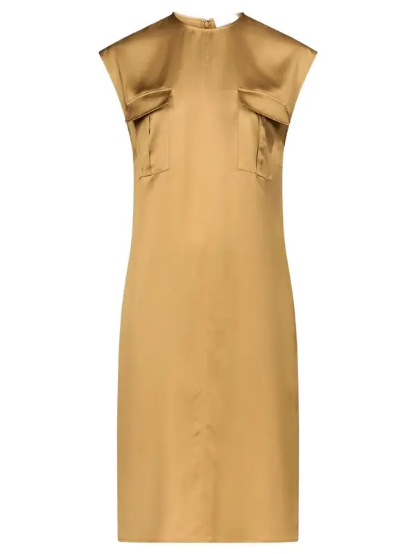 Loulou De Saison Seena Midi Dress With Flap Pockets - Nude