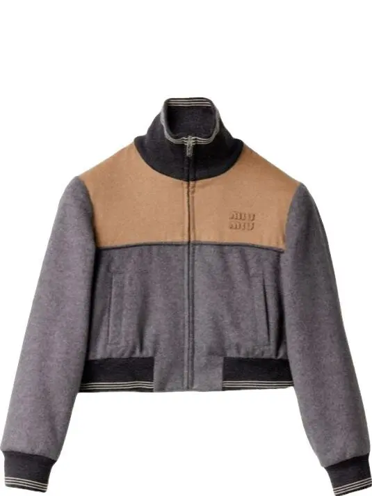 Miu Miu Zip-up Cropped Jacket - Gray