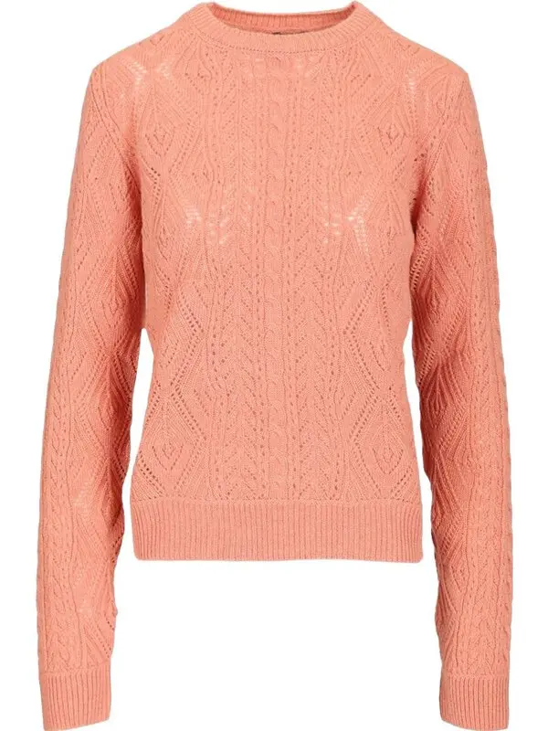 Etro Long-sleeved Crewneck Knitted Jumper With Textured Pattern - Pink
