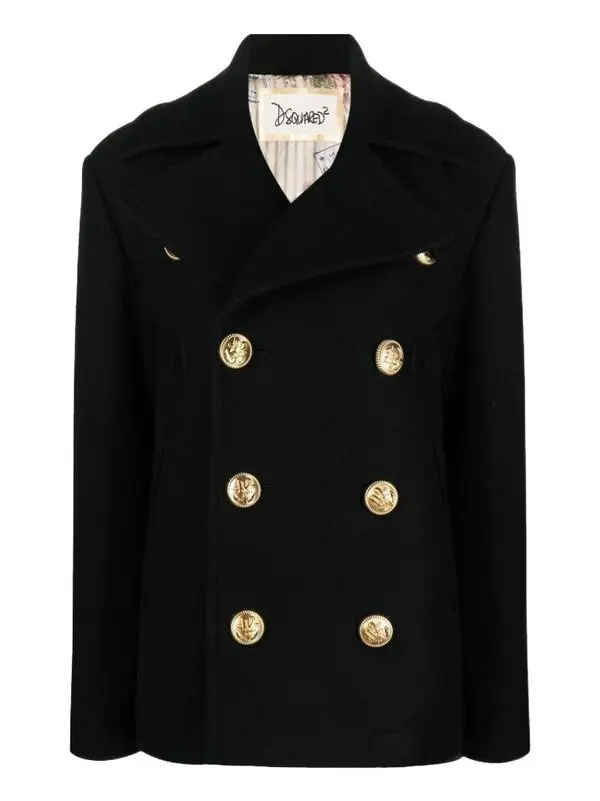Dsquared2 Double-breasted Coat - Black
