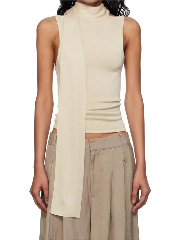 ST. AGNI Knitted Scarf Vest - Nude