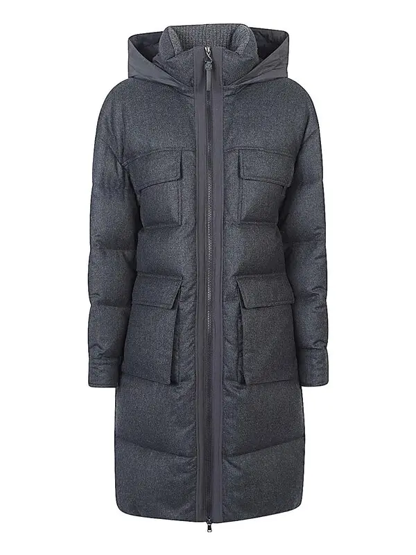 Brunello Cucinelli Long Hooded Cotton Jacket - Black