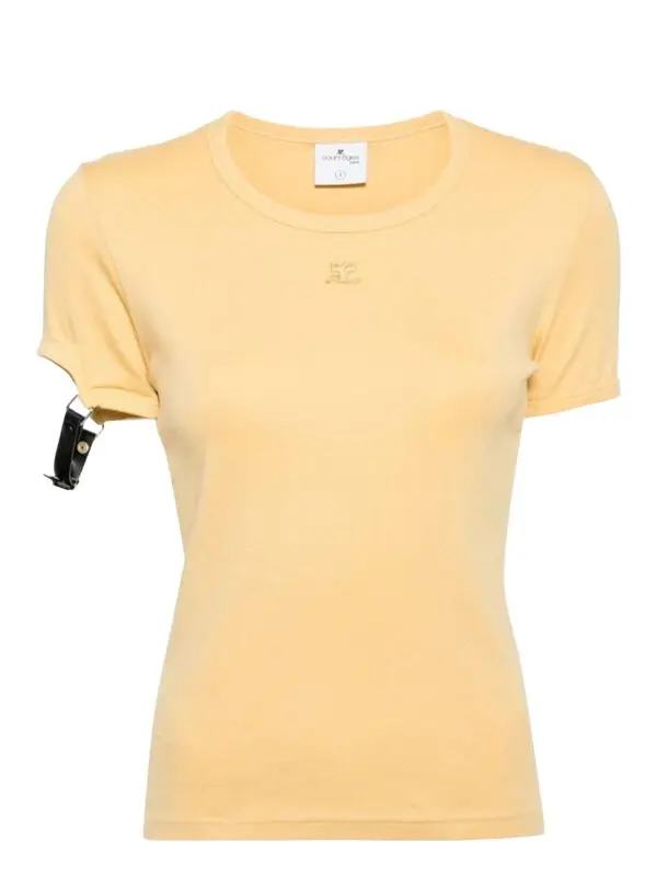 COURREGES Buckle-detail T-shirt - Nude