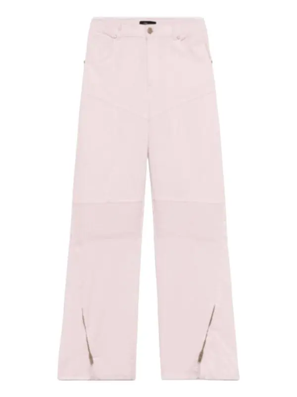 Blumarine High Waisted Jeans With Ribbed Knee Detail - Pink