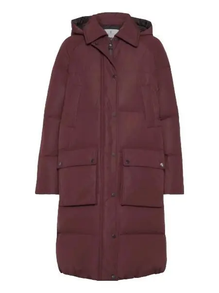 Brunello Cucinelli Hooded Quilted Down Coat - Red