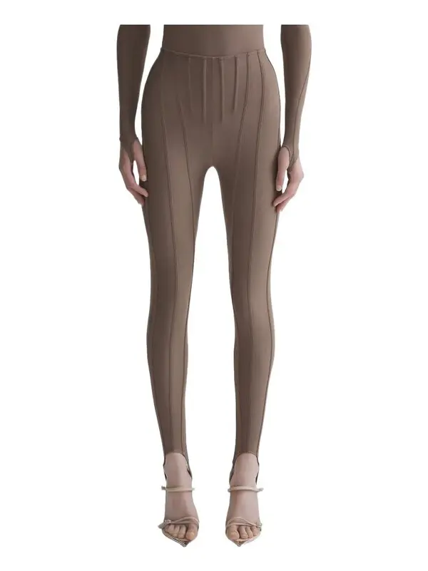 MUGLER Seam-detail Leggings - Brown