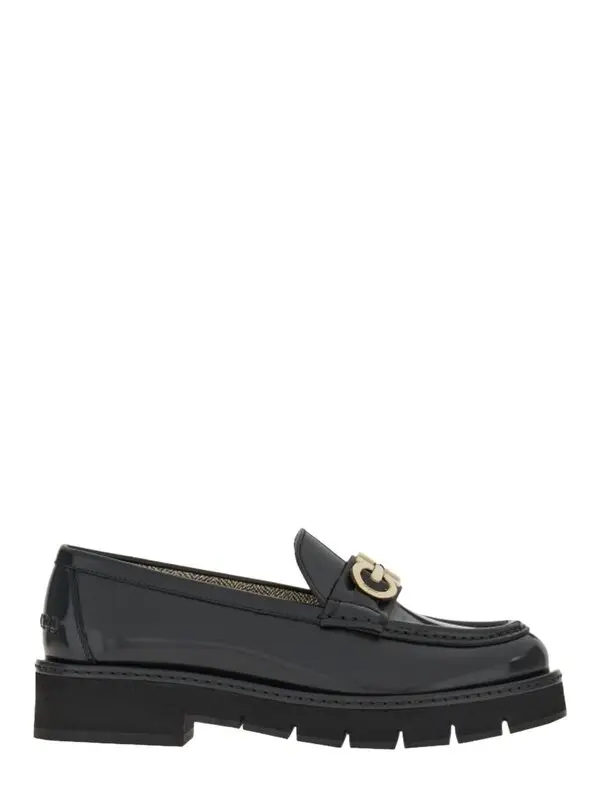 FERRAGAMO Gancini Loafers - Black