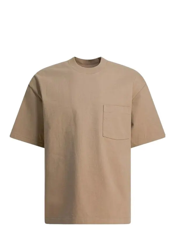 Auralee Ribbed Collar T-shirt - Beige