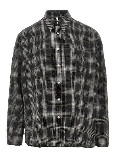 SUNFLOWER Long-sleeved Checked Shirt - Black