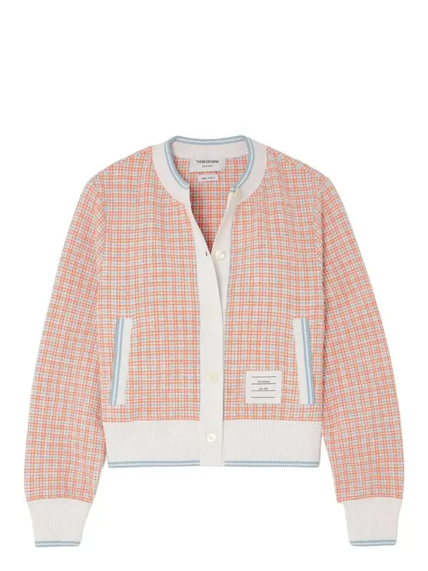 Thom Browne Checked Tweed Cardigan - Nude
